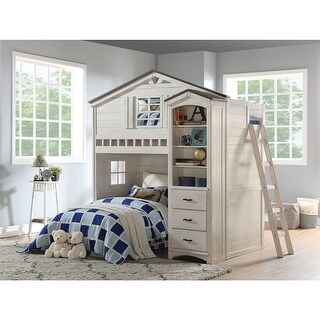 Treehouse Bookcase with 4 Open Compartments 3 Closed Bookcases, Wooden ...
