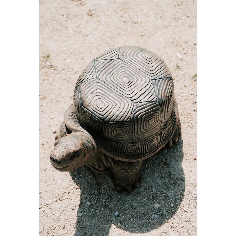 XBrand 19.3 in. L Brown MgO and Fiberglass Indoor Outdoor Tortoise ...