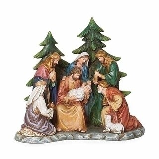 7.25" Nativity Scene with Pine Tree Figurine Christmas Tabletop Decor ...