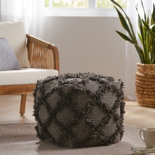 Bowmont Hand-Crafted Cotton Cube Pouf by Christopher Knight Home - On Sale - Bed Bath & Beyond ...