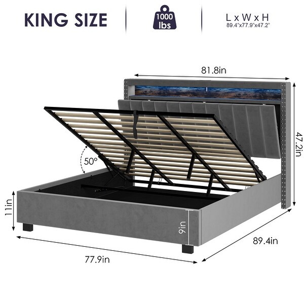 King gas lift bed base store