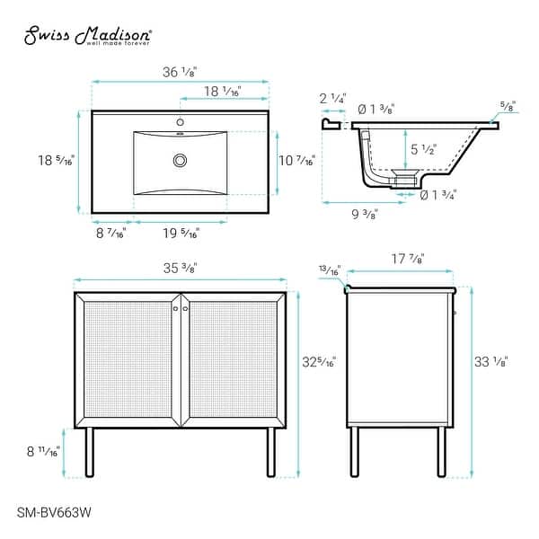 Classe 36" Bathroom Vanity In White Oak - Bed Bath & Beyond - 40190080