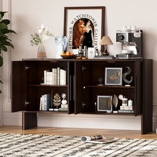 Large Storage Retro Sideboard with Adjustable Shelves and Long Handles ...