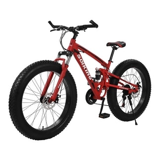 26 inch Fat Tire Mountain Bike Shimanos 21-Speed High-Carbon Steel ...