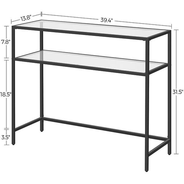 Console Table, Glass Table, Entryway Table with 2 Shelves, Steel Frame ...