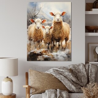 Designart "Beige Sheep Rustic Ruminations III" Sheep Wall Decor - Bed ...