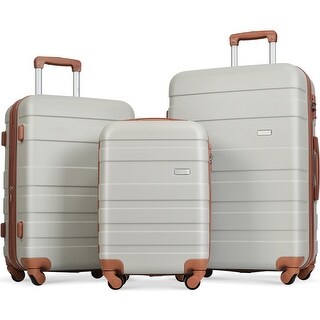 3pcs Light Grey Luggage Sets Lightweight Suitcase sets with TSA Lock ...