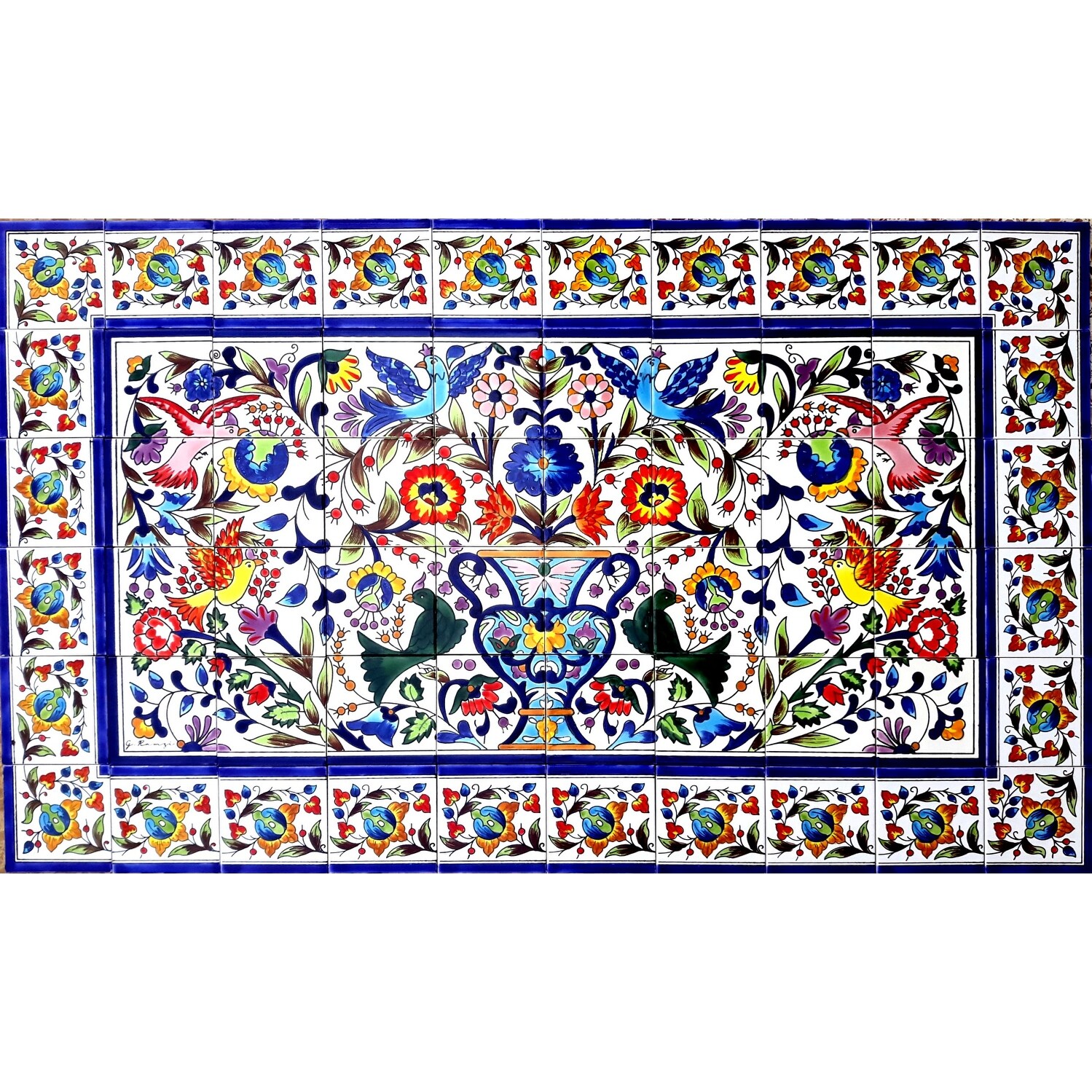 42x30 Floral Design Backsplash 35pc Mosaic Tile Wall Mural - Bed Bath ...