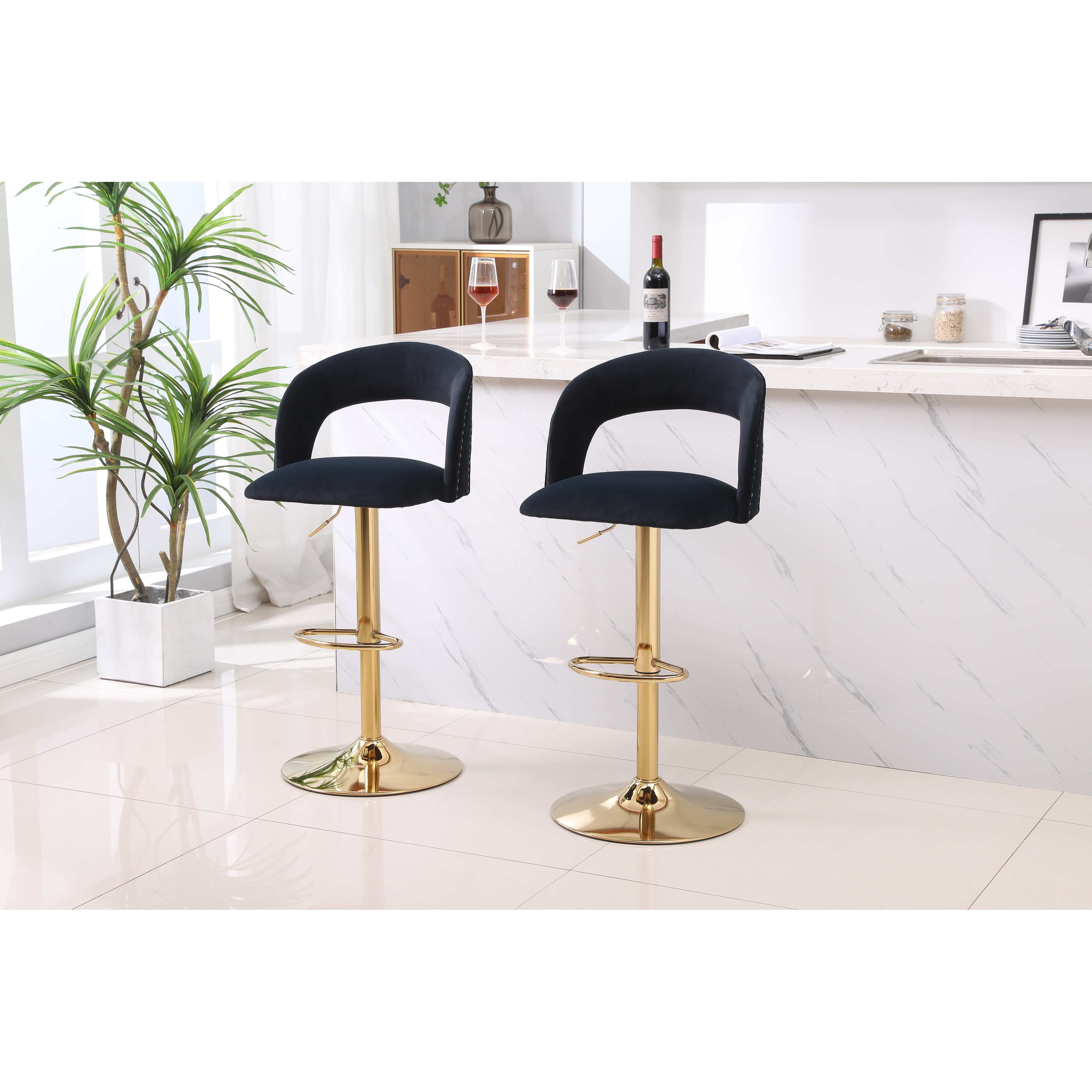 Modern Mint Swivel Velvet Bar Stool Counter Bar Chairs Adjustable ...