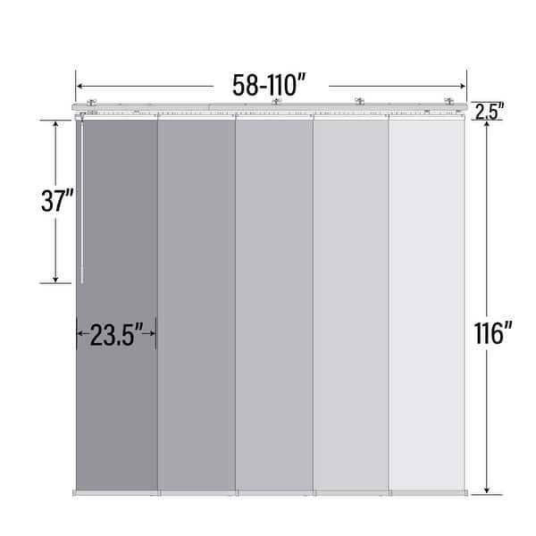 InStyleDesign Opal 5-Panel Single Rail Panel Track Extendable 58"-110"W ...