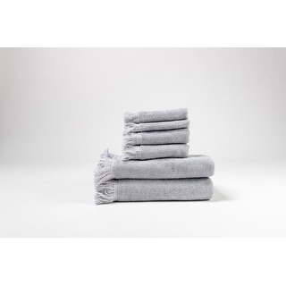 Mediterranean 6-Piece 100 Cotton Bath Towel Set in Silver - Bed Bath ...