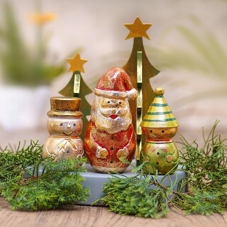 Novica Handmade Santa And Friends Wood Decorative Accents (Set Of 5 ...