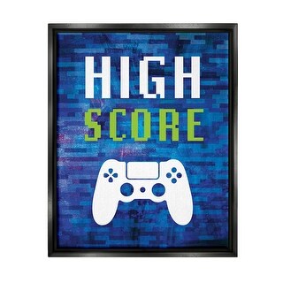 Stupell High Score Pixel Style Gaming Controller Typography Floater ...