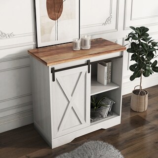 Modern Farmhouse Sliding Slat Door Storage Cabinet, Side cabinet - Bed ...