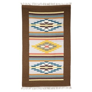 Novica Handmade Home Diamonds Wool Area Rug (3X5) - 3' x 5' Oval - Bed ...