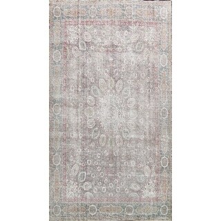 Muted Distressed Floral Tabriz Persian Area Rug Wool Hand-knotted - 9'6 ...