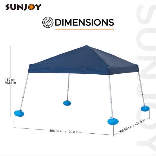 Sunjoy Floating Pool Canopy 10’ × 10’ Pop Up Gazebo Steel and Aluminum ...
