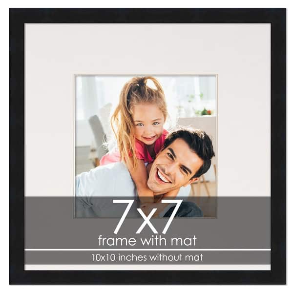 7x7 Frame with Mat - Black 10x10 Frame Wood Made to Display Print or ...