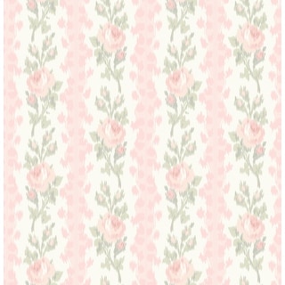 LoveShackFancy Blooming Heirloom Marie Pink Rose Stripe Wallpaper - Bed ...