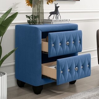 Modern Upholstered 2-Drawer Nightstand 27.9" Tall Bedside End Table ...