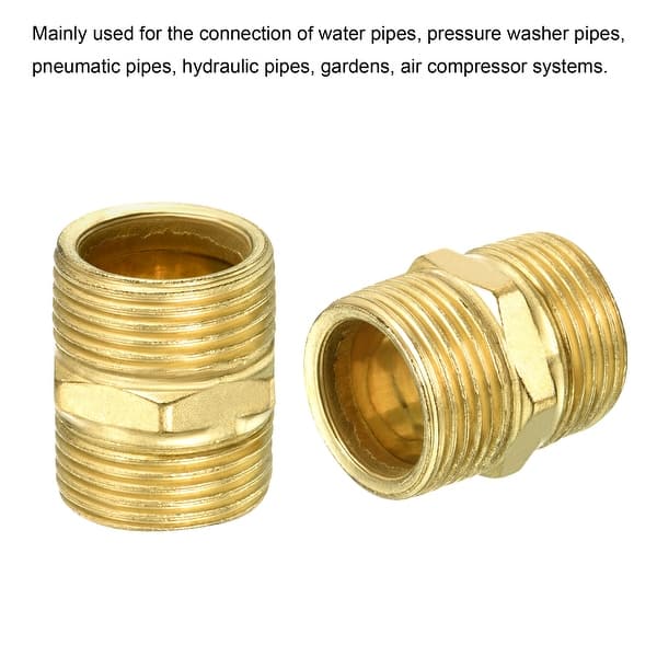 Pipe Fitting 3/4PT Male Thread Hex Extension Connector Adapter Gold ...