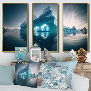 Designart "North Atlantic Blue And White Iceberg I" Coastal Framed ...