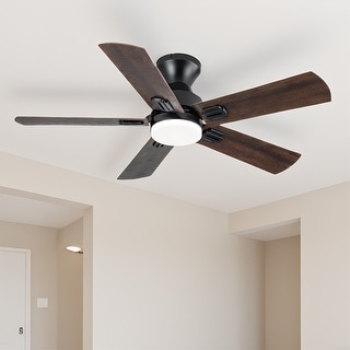 52"Flush Mount Ceiling Fan Light with Remote, 6 Speeds, Quiet DC Motor ...