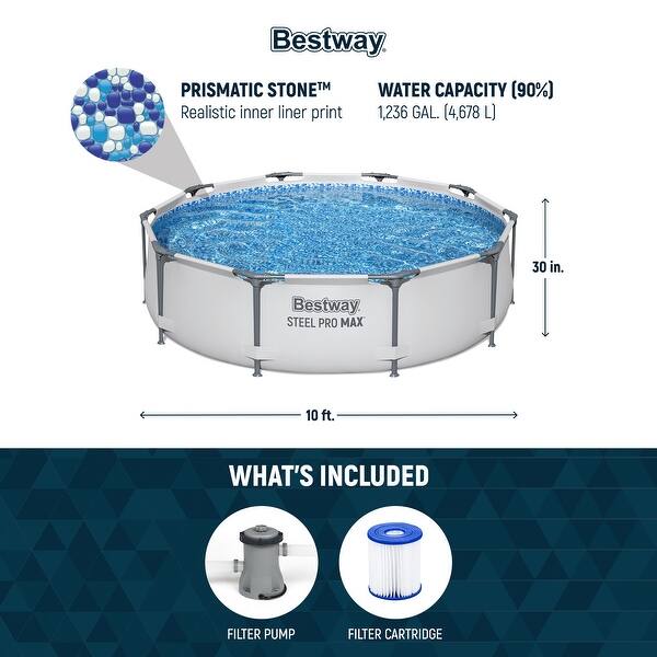 Bestway Steel Pro MAX 10'x30" Round Above Ground Outdoor Swimming Pool ...