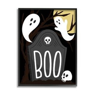 Stupell Boo Haunted Night Gravestone Framed Giclee Art, Design by Hey ...