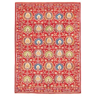 ECARPETGALLERY Hand-knotted Finest Gazni Dark Red Wool Rug - 7'1 x 9'9 ...