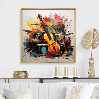 Designart "Music Vibrant Rhythms Bold" Music Framed Wall Decor - Bed ...
