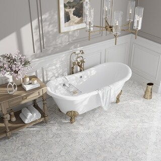 Serena 9x10 White Gray Calacatta Gold, Thassos Mosaic Tumbling cube ...