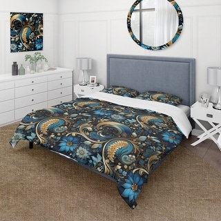 Designart "Urban Chic Paisley Pattern II" paisley Bedding Set With ...