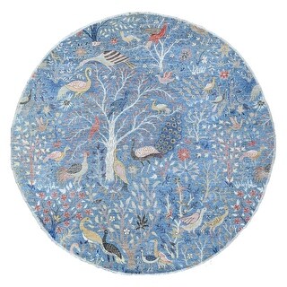 Shahbanu Rugs Cornflower Blue Afghan Peshawar with Birds of Paradise ...