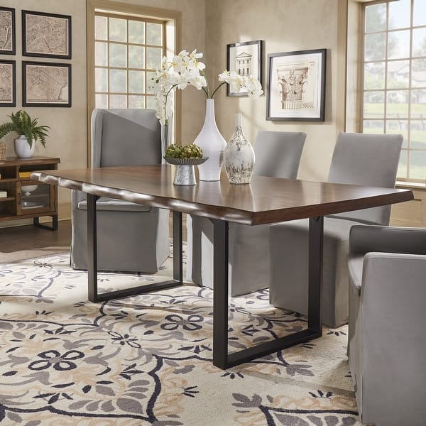 Banyan Live Edge Wood and Metal Sled Base Dining Table by iNSPIRE Q ...