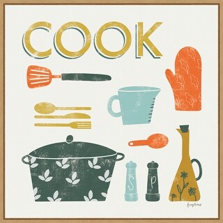 Retro Kitchen III Cook by Becky Thorns Framed Canvas Wall Art Print ...