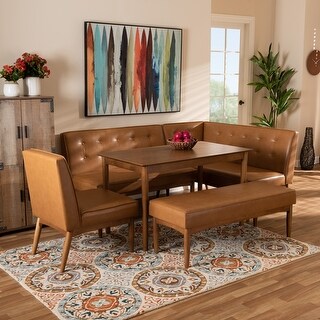 Arvid Tan Faux Leather and Walnut Finished Wood 5-PC Dining Nook Set ...