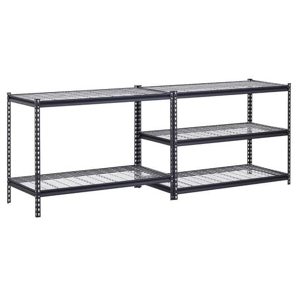 Hart Heavy-Duty 48"W x 2 4"D x 72"H 5-Tier Steel Shelving, Black, 4000 ...
