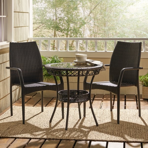 Lisbon Outdoor 3-piece Wicker Bistro Set by Christopher Knight Home - N ...