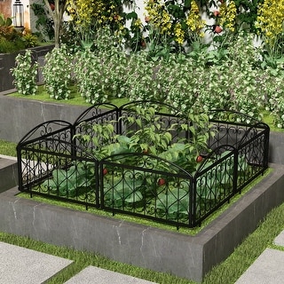 Wrought Iron Wire Border Folding Patio Fences Flower Fencing (4 Piece ...