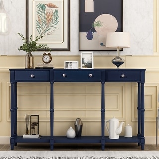 TiramisuBest Navy Blue Classic Solid Wood Console Table - Bed Bath ...