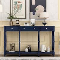 TiramisuBest Navy Blue Classic Solid Wood Console Table - Bed Bath ...