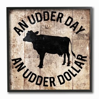 Stupell Udder Day Funny Cow Farm Wood Texture Word Design 12 x 12 ...