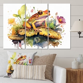 Designart "Leaping Frogs Amphibians II" Animals Canvas Art Print Set ...