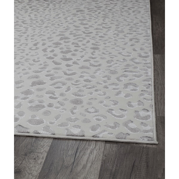 COSMOLiving Natura Snow Leopard Silver Shine Area Rug - On Sale - Bed ...