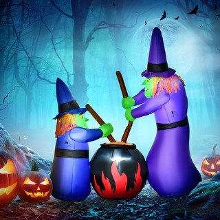 HomCom 5.5' Outdoor Blow-Up Spooky Witch and Bubbling Cauldron ...