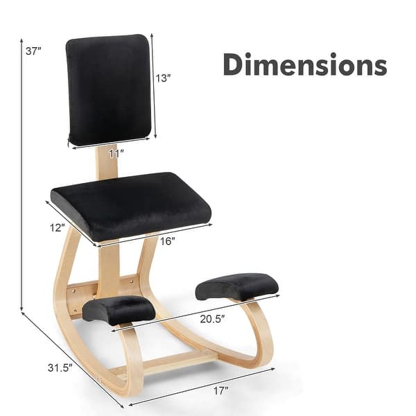 Gymax Ergonomic Kneeling Chair Upright Posture Velvet Support Chair ...
