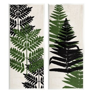 Stupell Bold Layered Fern Leaves Modern Botanical Sprigs 2 Piece Wood ...