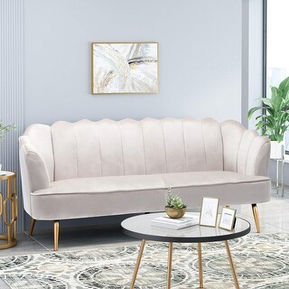 Modern 3-Seater Velvet Shell-Shaped Sofa with Metal Legs - Bed Bath ...