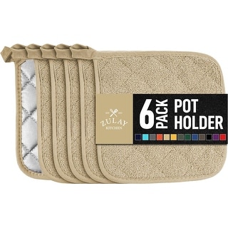 Zulay Kitchen 3-Pack Pot Holders for Kitchen Heat Resistant Cotton ...